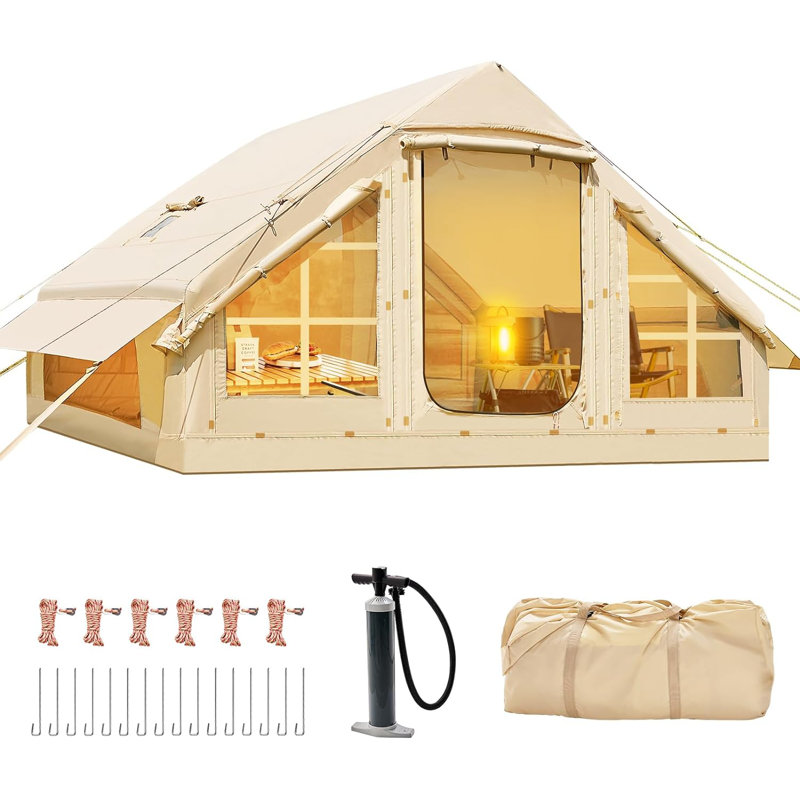 ShangQuan WuLiu Inflatable Tent With Pump,Glamping Tents For 4-6 Person, Easy Setup 4 Season ...